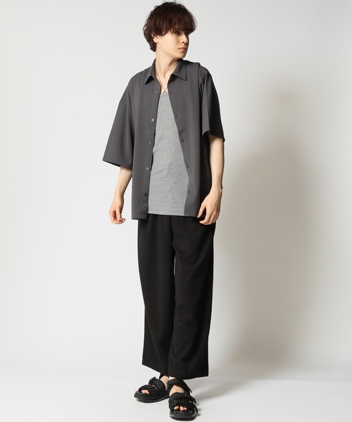 ARCADE シャツ UVカット梨地ストレッチ素材 オーバーサイズ BIG5分袖シャツ メンズ レディース : ZOZOTOWN Yahoo ...