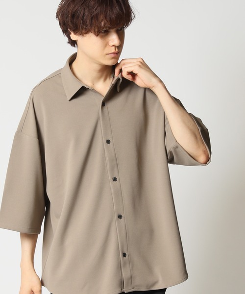 シャツ ブラウス メンズ UVカット梨地ストレッチ素材 オーバーサイズ BIG5分袖シャツ :83278530:ZOZOTOWN Yahoo ...