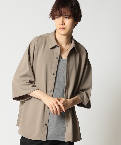 ARCADE シャツ UVカット梨地ストレッチ素材 オーバーサイズ BIG5分袖シャツ メンズ レディース : ZOZOTOWN Yahoo ...