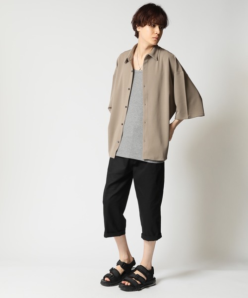 ARCADE シャツ UVカット梨地ストレッチ素材 オーバーサイズ BIG5分袖シャツ メンズ レディース : ZOZOTOWN Yahoo ...