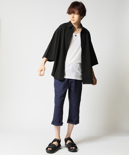 ARCADE シャツ UVカット梨地ストレッチ素材 オーバーサイズ BIG5分袖シャツ メンズ レディース : ZOZOTOWN Yahoo ...