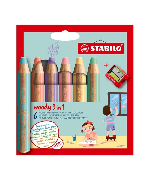 STABILO ペン スタビロ ウッディ 6色セット 色鉛筆 10mm パステル色鉛筆 3 in 1 : ZOZOTOWN Yahoo!店 - 通販 - Yahoo!ショッピング