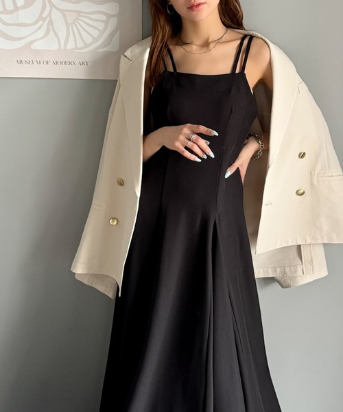 classicalelf ワンピース 大人のエレガントテイスト。麻調ダブルストラップアシメキャミフレアワンピース : ZOZOTOWN Yahoo!店 - 通販 - Yahoo!ショッピング