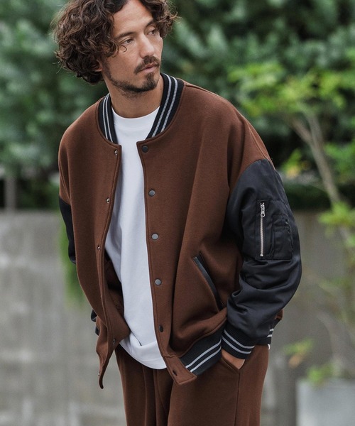 CAMBIO ミリタリージャケット モッズコート mj10873-Back Shaggy Cardboard Knit Combination Flight Jac : ZOZOTOWN ...