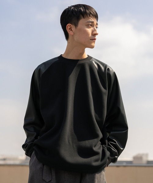 niko and…（ニコアンド） トレーナー スウェット 袖フェイクレザー