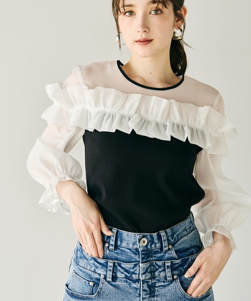 Audie a Muses（オーディア ミューズ） tシャツ シアーフリルカットソー レディース : ZOZOTOWN Yahoo!店 - 通販 - Yahoo!ショッピング