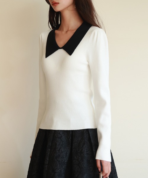 SAISON DE PAPILLON 「SAISON PAPILLON」 長袖ニット L ホワイト レディース : ZOZOTOWN Yahoo!店 - 通販 - Yahoo!ショッピング