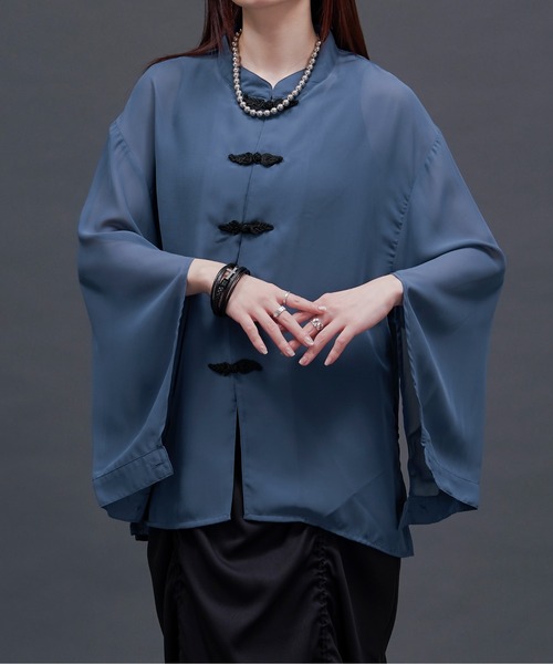 Ellno Loset シャツ 2wayスリットチャイナシアーシャツ メンズ レディース : ZOZOTOWN Yahoo!店 - 通販 ...