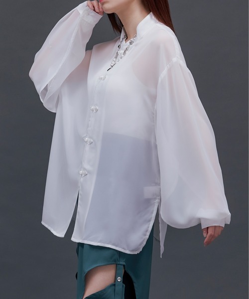 Ellno Loset シャツ 2wayスリットチャイナシアーシャツ メンズ レディース : ZOZOTOWN Yahoo!店 - 通販 ...