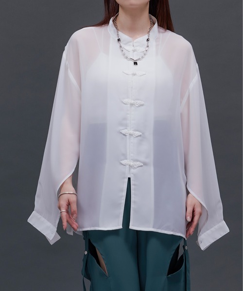 Ellno Loset シャツ 2wayスリットチャイナシアーシャツ メンズ レディース : ZOZOTOWN Yahoo!店 - 通販 ...