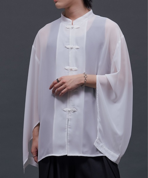 Ellno Loset シャツ 2wayスリットチャイナシアーシャツ メンズ レディース : ZOZOTOWN Yahoo!店 - 通販 ...