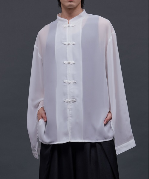 Ellno Loset シャツ 2wayスリットチャイナシアーシャツ メンズ レディース : ZOZOTOWN Yahoo!店 - 通販 ...