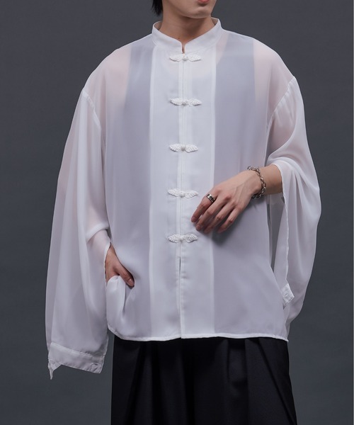 Ellno Loset シャツ 2wayスリットチャイナシアーシャツ メンズ レディース : ZOZOTOWN Yahoo!店 - 通販 ...