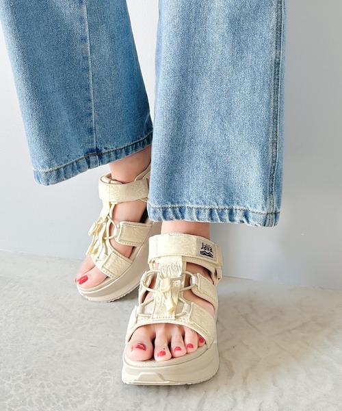 Yahoo!オークション - 「Java」 フラットサンダル 23.5cm ブラック レ...