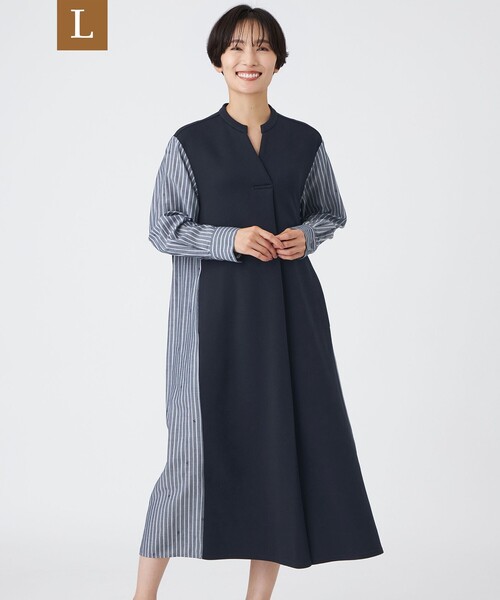 EVEX by KRIZIA ワンピース 「L」「カタログ掲載品」「ウォッシャブル」ストライプジャカードコンビワンピース : ZOZOTOWN Yahoo!店 - 通販 - Yahoo!ショッピング