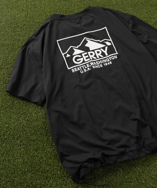 GERRY tシャツ Tシャツ 「GERRY/ジェリー」ワンポイントロゴ刺繍＆バックプリント 裾ナイロン切替デザイン スピンドルコード付き ...