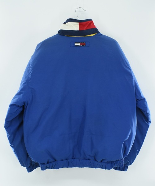 【中古】トミーヒルフィガー   90s 刺繍ロゴ ダウンジャケット ブルゾン 上着 XL ブルー 青 メンズ TOMMY HILFIGER（トミー・ヒルフィガー） ダウンジャケット ダウン