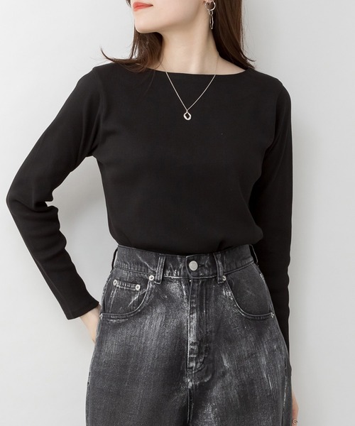 SVEC tシャツ リブ ボートネック カットソー / 長袖 LARU レディース : ZOZOTOWN Yahoo!店 - 通販 - Yahoo!ショッピング