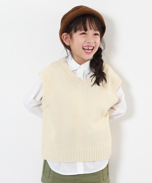devirock（デビロック） ブラウス シャツ 洗える Vネックニットベスト ＆ ベーシックシャツ 2点セット キッズ 子供服 女の子 : ZOZOTOWN Yahoo!店 - 通販 ...