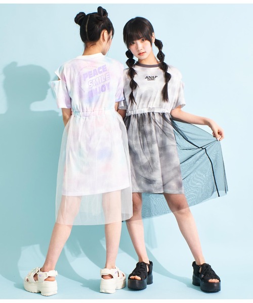 ANAP GiRL ワンピース チュール重ねタイダイ柄ワンピース キッズ 子供服 女の子 : ZOZOTOWN Yahoo!店 - 通販 ...