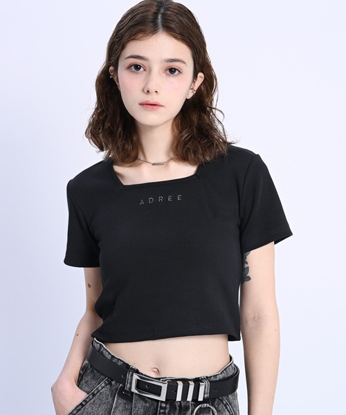 adree tシャツ square neck ADREE logo short T shirt /スクエアネックADREEロゴショートTシャツ ...