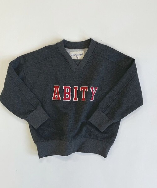 aBity select トレーナー ABITYカレッジロゴ刺しゅう Vネックガゼットつき 薄手トレーナー キッズ 子供服 男の子 女の子 ...