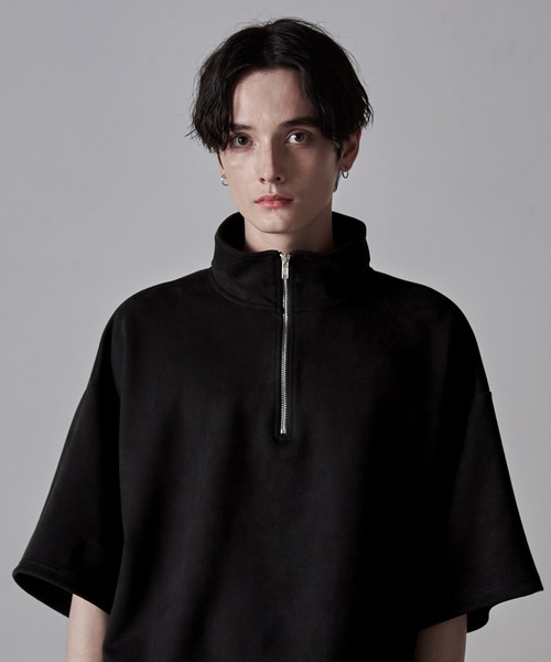 tシャツ Tシャツ 【CLEL】half zip fake suede half sleeve pullover/ハーフジップ フェイク ...