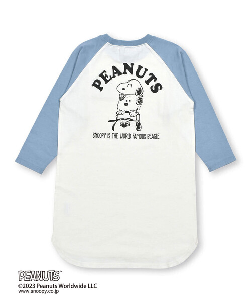 SLAP SLIP（スラップスリップ） ワンピース 「PEANUTS×SLAP SLIP」スヌーピー相良刺しゅうワッペンバックプリントラグラン ...
