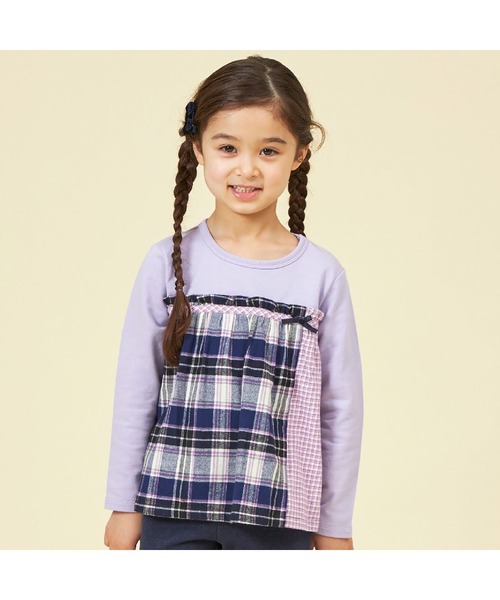 KP(キッズ) tシャツ チェック切り替えリボン付き長袖Tシャツ(80〜150) キッズ 子供服 女の子 : ZOZOTOWN Yahoo!店 - 通販 - Yahoo!ショッピング