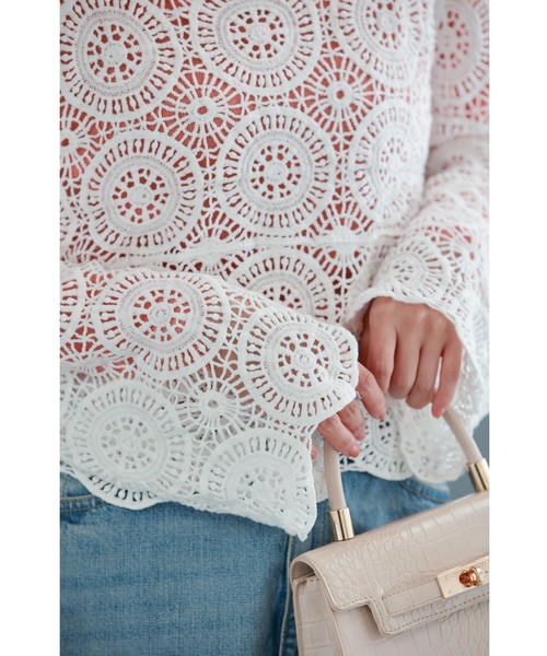 cawaii サークルレースのクロシェ編み風プルオーバートップス