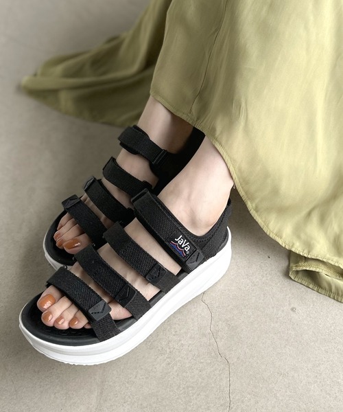 Java 「Java」 フラットサンダル 23.5cm ブラック×ホワイト レディース : ZOZOTOWN Yahoo!店 - 通販 - Yahoo!ショッピング
