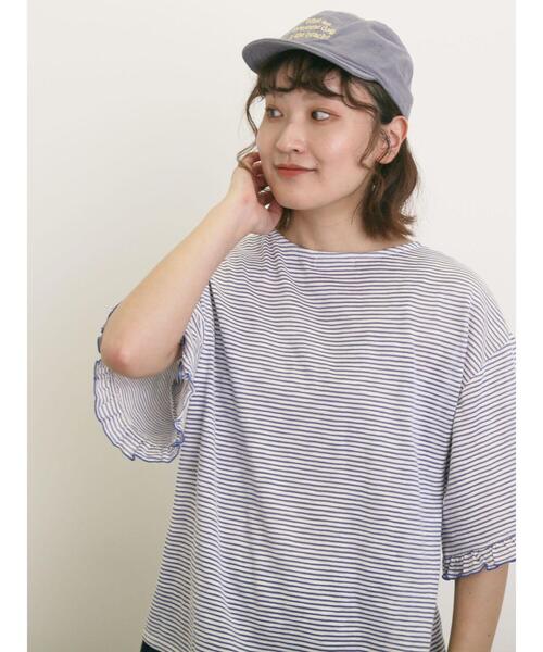 Samansa Mos2 tシャツ シアーボーダー袖口フリルTシャツ レディース : ZOZOTOWN Yahoo!店 - 通販 - Yahoo!ショッピング