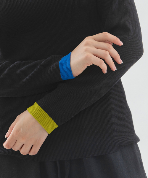 nop de nod（ノップドゥノッド） ニット セーター 袖口配色ラインリブ