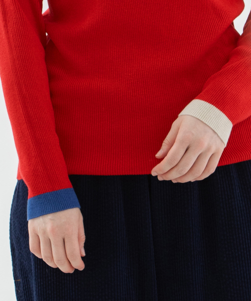 nop de nod（ノップドゥノッド） ニット セーター 袖口配色ラインリブ
