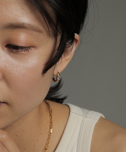 ORLEAN ピアス 金属アレルギー対応 ストーンフープピアス サージカルステンレス レディース : ZOZOTOWN Yahoo!店 - 通販 - Yahoo!ショッピング