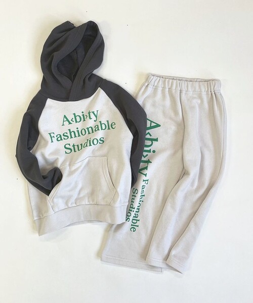 aBity select（アビティセレクト） トレーナー フロントポケット ロゴプリント ラグランフーディセットアップ キッズ 子供服 男の子 ...