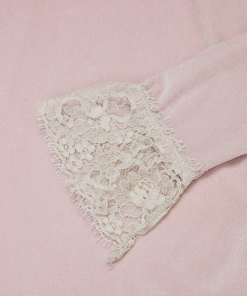 ROPE'（ロペ） tシャツ レース袖シアーベロアカットソー/イージーケア