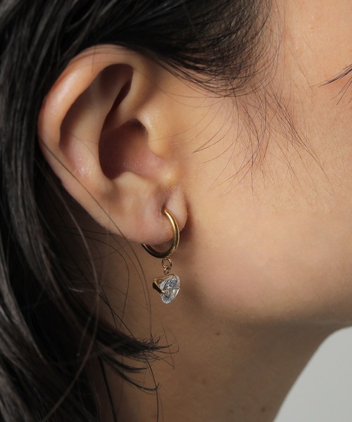 ORLEAN イヤリング 金属アレルギー対応 ストーンフープイヤリング サージカルステンレス レディース : ZOZOTOWN Yahoo!店 - 通販 - Yahoo!ショッピング