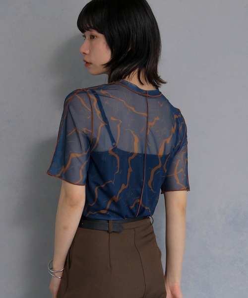 cheriella tシャツ 「cheriella」マーブルハイネックシアートップス半袖 新色追加 MARBLE HIGH-NECK ...