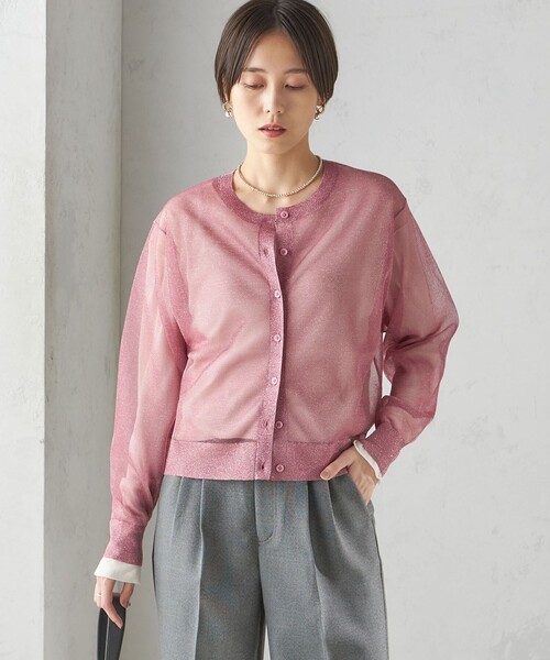 SHIPS（シップス） カーディガン 「手洗い可能」イタリーヤーン ラメ