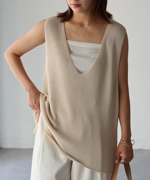 Riberry 「Riberry」 ニットベスト FREE ベージュ レディース : ZOZOTOWN Yahoo!店 - 通販 ...