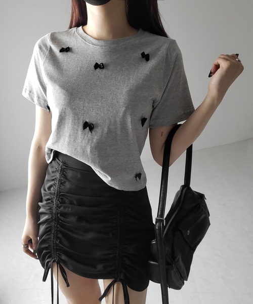 me+em select tシャツ 「 4color 」ミニリボンバレエコアクロップドT ／ mini ribbon ballet core cropped Tee レディース ...
