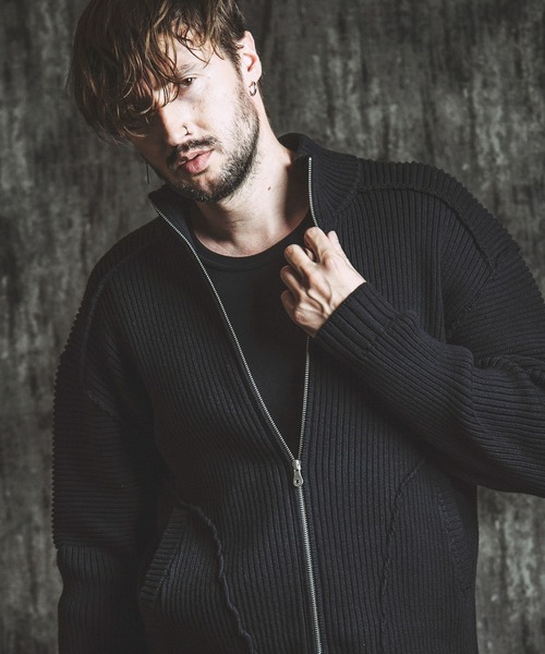 NO ID.（ノーアイディー） セーター ニット 「NO ID.」Bikers Knit Zip