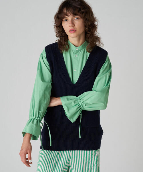 Yahoo!オークション - 「MACPHEE」 Vネックニット S ネイビー レディー...