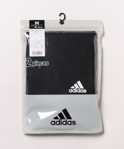 インナーシャツ 肌着 adidas/アディダス VネックTシャツ ワンポイントロゴ 2枚組 綿100％ メンズ : 86816628 ...