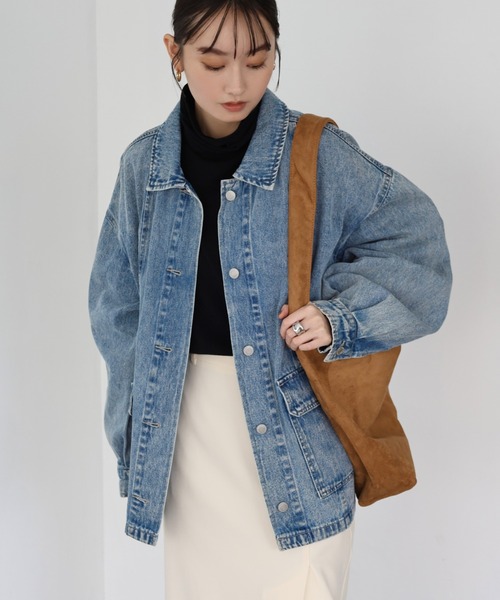 Freesia デニムジャケット gジャン オーバーサイズミドル丈デニム