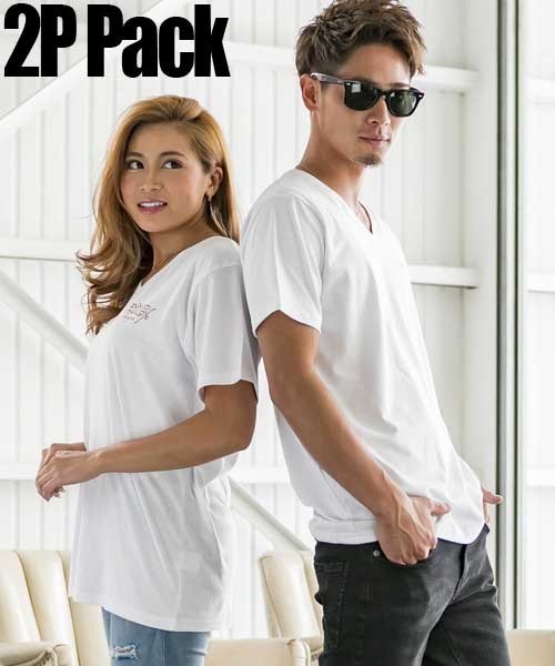 Ed Hardy tシャツ 「Ed Hardy」2枚セット ドン・エドハーディー書下ろしワンポイントTシャツ(Vネック) メンズ ...