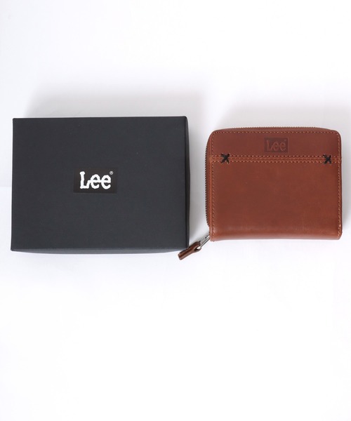 財布 Lee/リー Leather Wallet/牛革 レザー ウォレット/ラウンドファスナー 二つ折り 財布/コンパクト/メンズ レディース ...