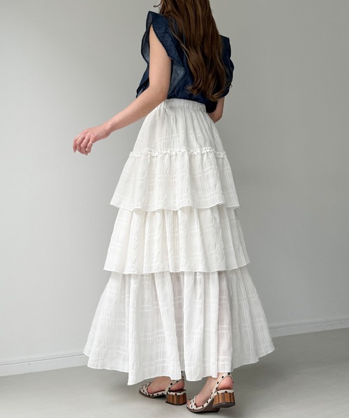 Yahoo!オークション - 「JUNOAH」 フリルスカート MEDIUM ベージュ レ...