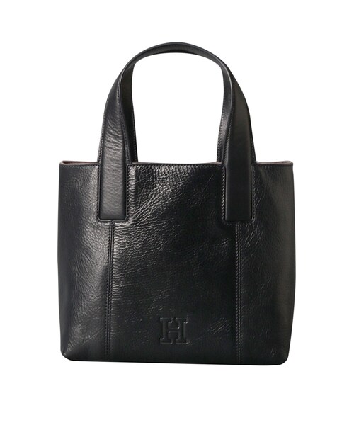 美品☆HIROFU ヒロフ フロントロゴ オールレザー 本革 トートバッグ ハンドバッグ ブラック イタリア製 レディース HIROFU（ヒロフ） トートバッグ 「ヴィータ」レザートートバッグ S 本